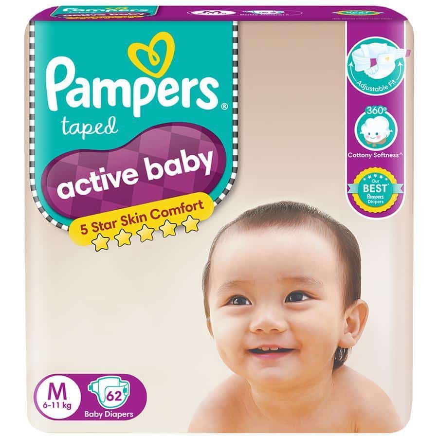 Pampers Active Baby Diapers 62 Pieces – TheBeautybasket.in