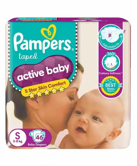 Pampers Active Baby Tape Diapers Diapers Small Size 46 Count ...