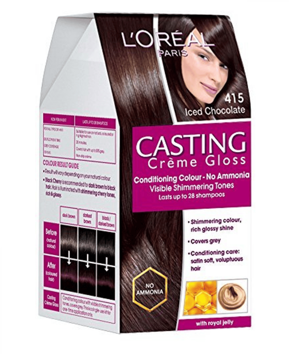 Loreal Paris Casting Creme Gloss Hair Color 415 Iced Chocolate 87.5G ...